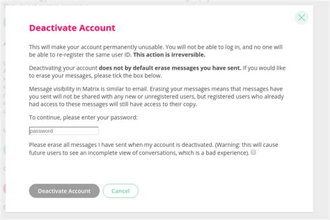 Riot Clarify The Deactivate Account Ux · Issue 164 · Element Hq