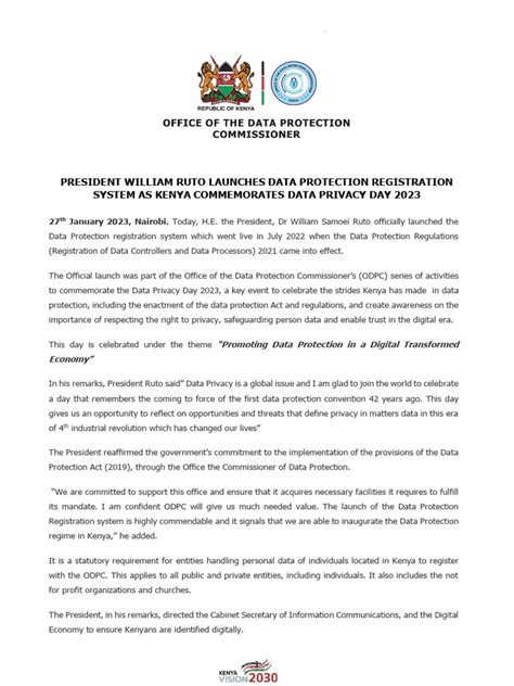 president william ruto officially launches data protection registration