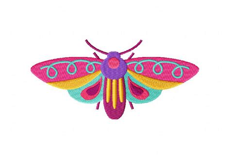 Rainbow Moth Machine Embroidery Design Blasto Stitch