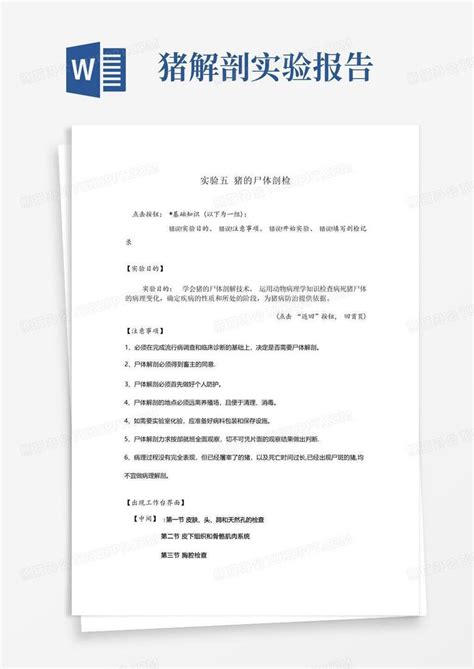 实验 猪的尸体解剖【范本】word模板下载编号qvnwrzxm熊猫办公