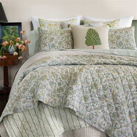 Tiya Periwinkle Woven Quilt Yellow And Green John Robshaw John
