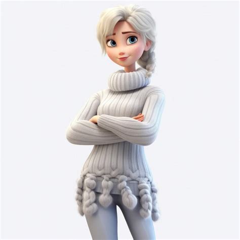 Rendering En 3d De Dessin Animé Delsa Dans Un Pull Ludique Photo Premium
