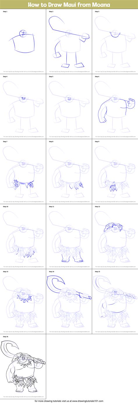 How To Draw Maui From Moana Moana Step By Step