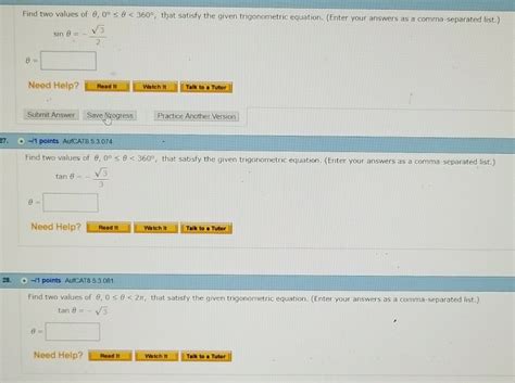 Solved Find Two Values Of θ 0°