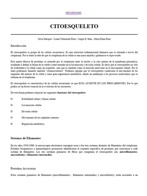 El Citoesqueleto En Células Eucarióticas Pdf Microtúbulos