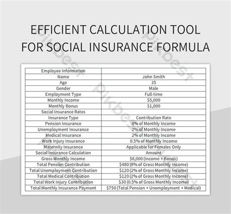 Efficient Calculation Tool For Social Insurance Formula Excel Template Free Download Pikbest