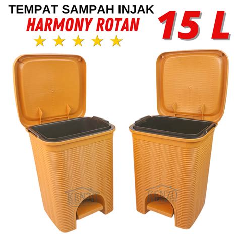 Jual Tempat Tong Sampah Injak Rotan 15 Liter Plastik Kecil 15 L KUAT