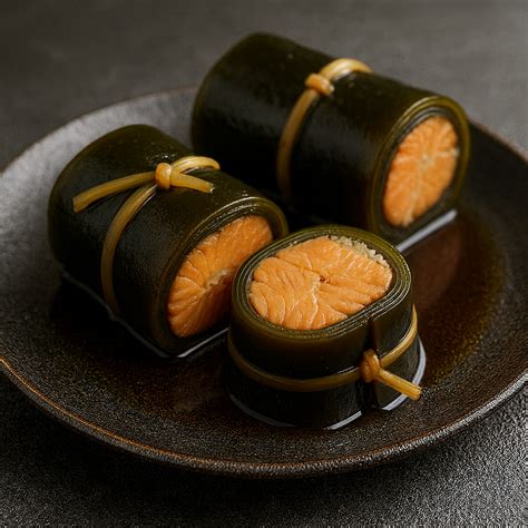 鮭の昆布巻き Salmon Kombu Roll Seaweed Roll Simmered In Sweet Soy Sauce