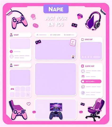 Gamer Girl Layout For A Girl Gamer With Pink And Purple Cute Gami Creative Game Interfaceng