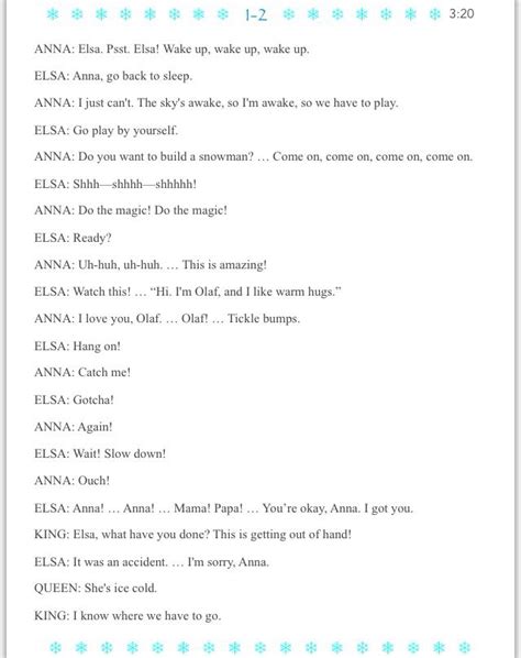 Frozen Script Short Scripts Frozen Script Short Scripts
