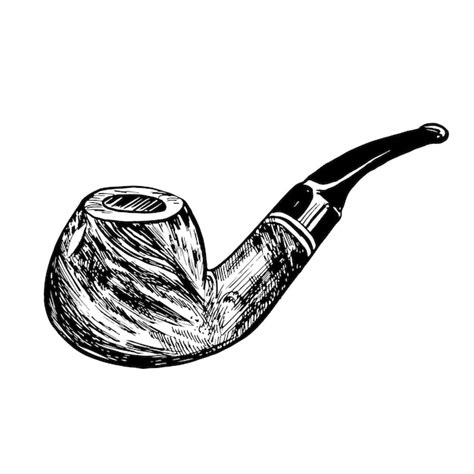 Premium Vector Smoking Pipe Ink Sketch Isolated Hand Drawn Vector
