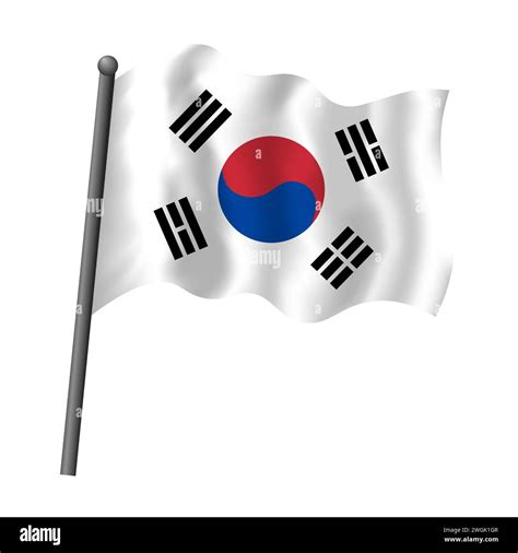 Flag Of Korean Republic South Korea Isolated Waving Korean Flag With