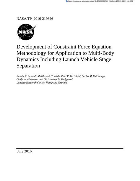Pdf Development Of Constraint Force Equation Methodology For