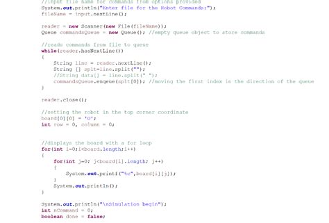 Solved Robot Code That Simulates The Robot Running A Queue Chegg