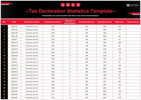 EXCEL Of Tax Declaration Statistics Xlsx WPS Free Templates