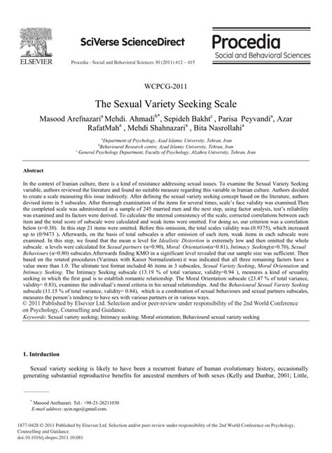 Pdf The Sexual Variety Seeking Scale