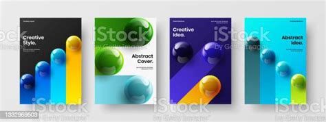 Konsep Desain Vektor Identitas Perusahaan Terisolasi Ditetapkan Bola 3d