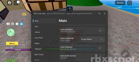 Blox Fruits Auto Farm Boss Auto Material Auto Elite Hunter Mobile Script