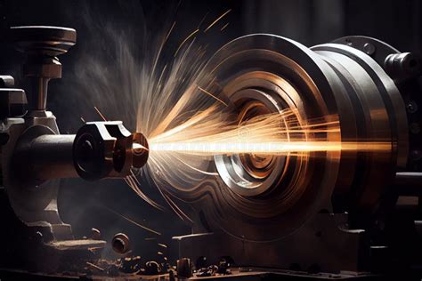 Metal Machine Tools Industry CNC Turning Machine High Speed Cutting Is Operation Flying Sparks