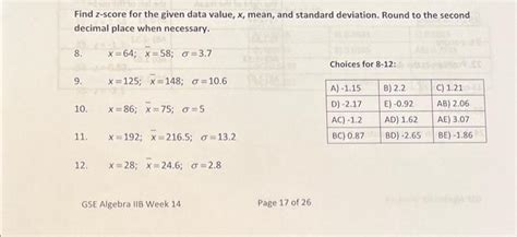 Solved Find Z Score For The Given Data Value X Mean And Chegg