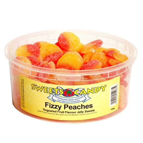 Fizzy Peaches Sugared Fruit Flavourjelly Pieces Tub Of 750g