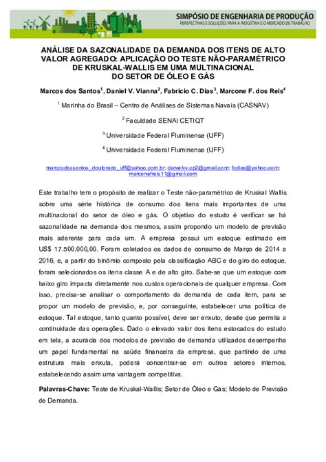 Pdf AnÁlise Da Sazonalidade Da Demanda Dos Itens De Alto Valor