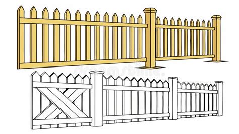 Wooden Fence And Gate Illustration Property Boundary Security Graphic Vector Design
