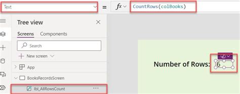 how to count rows in power apps collection