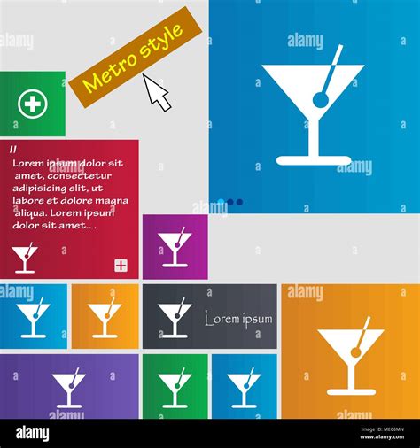 Cocktail Icon Sign Buttons Modern Interface Website Buttons With Cursor Pointer Vector