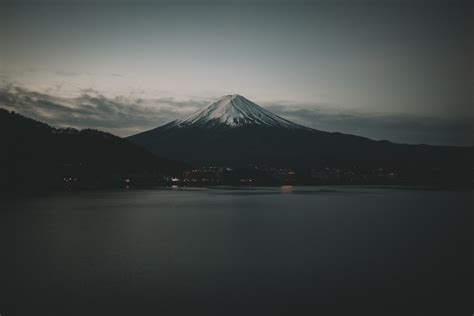 Mount Fuji Japan Nature Snow Water Trees HD Wallpaper Wallpaper