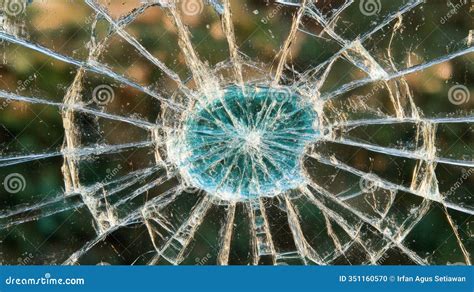 Shattered Glass Reveals Radial Fracture Pattern Stock Illustration
