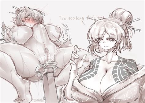 Rule 34 2d 2d Artwork Asazaz12 Nsfw Artist Blush Breasts Buns