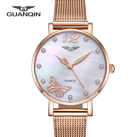 Women Dress Watches Top Luxury Brand Guanqin Womens Fashion Stainless