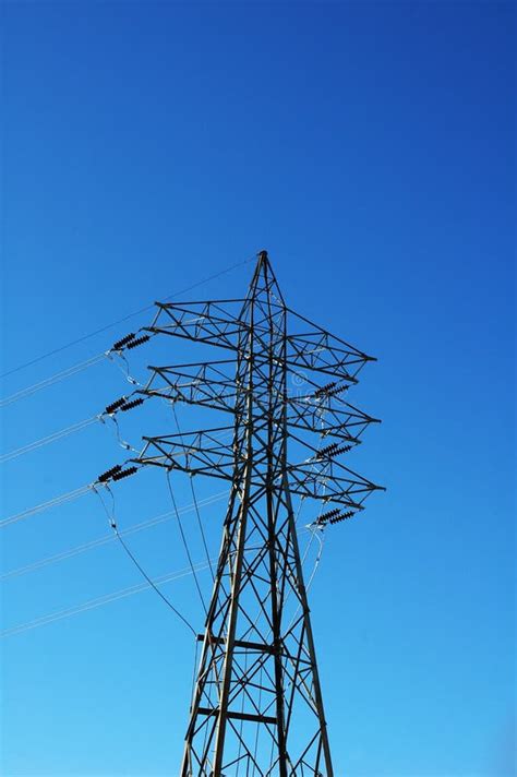 High Voltage Electric Tower and Wires - Sunset Stock Image - Image of ...