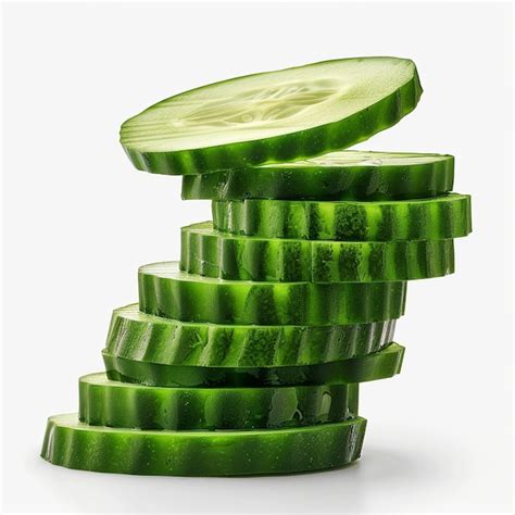 Sliced Cucumber In Pieces Premium Ai Generated Image