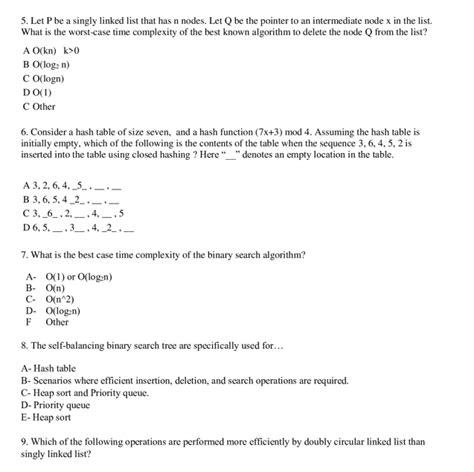 5 Let P Be A Singly Linked List That Has N Nodes
