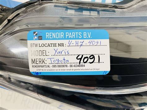 Koplamp Toyota Yaris Rechts Origineel 4 H7 4091N Renoir Parts