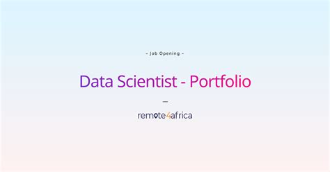 Remote Data Scientist Portfolio Job At Financial Services Fintech