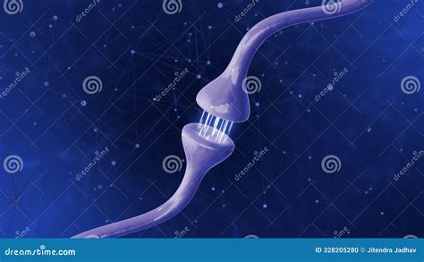 medical animation on synapses and neurotransmission stock illustration