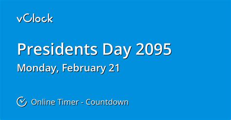 When Is Presidents Day 2095 Countdown Timer Online VClock