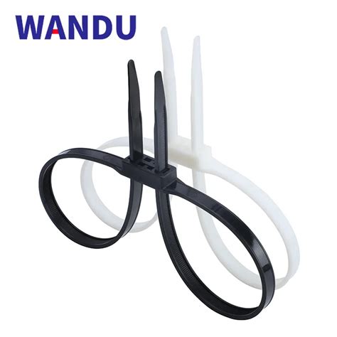 Black And White Double Loop Mounting Nylon Cable Ties