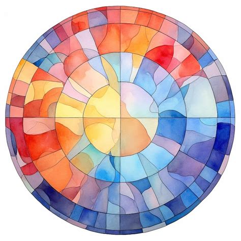 Premium Ai Image A Brightly Colored Circular Stained Glass With A Sun