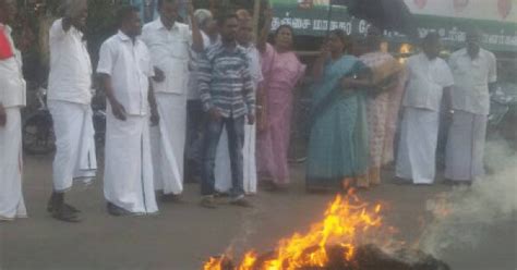 தஞ்சையில் எடப்பாடி பழனிசாமி உருவ பொம்மை எரிப்பு Edappadi Palanisami