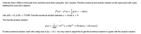 Solved Write The Follow ODEs In First Order Form And Then Chegg