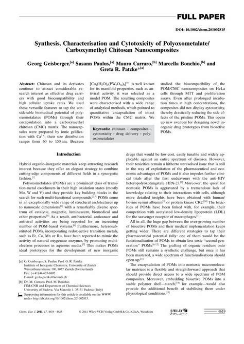 Pdf Synthesis Characterisation And Cytotoxicity Of Polyoxometalate