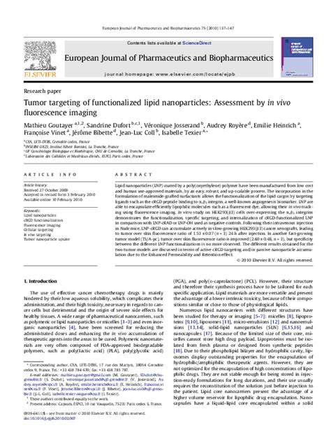 Pdf Tumor Targeting Of Functionalized Lipid Nanoparticles Assessment