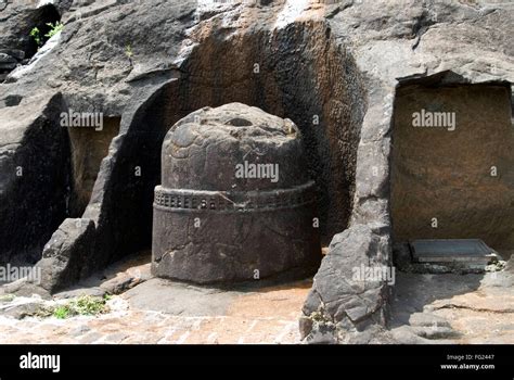 Stupa At Entrance Of Bedsa Rock Cut Cave Dating From Around 2nd Century