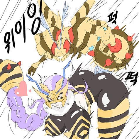 Queenbeemon Waspmon Digimon Highres Girl Ass Breasts Digimon Creature Heart Long