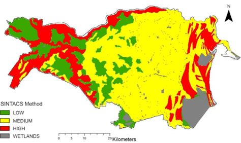Intrinsic Vulnerability Map Drawn Applying The Sintacs Method Download Scientific Diagram
