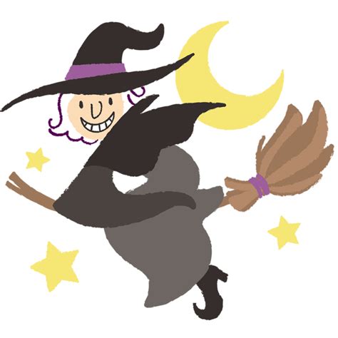 ハロウィン ホウキに乗った魔女の手書き風イラスト 園だよりおたよりで使えるかわいいイラストの無料素材集イラストだより